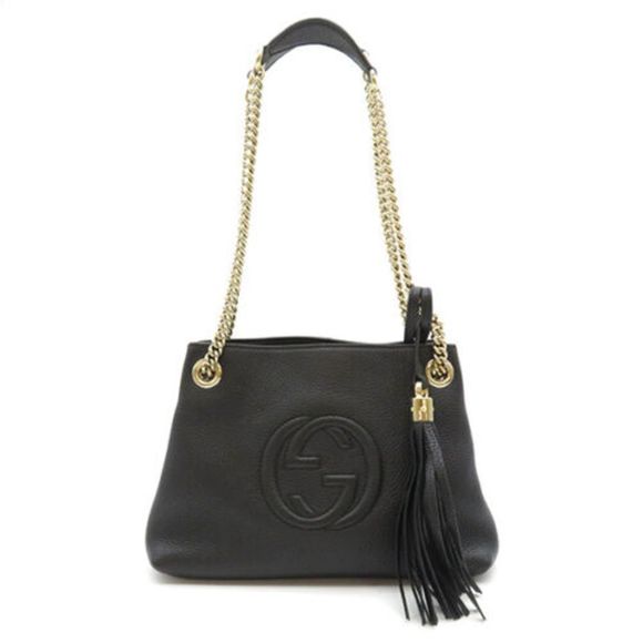 Gucci | Bags | Guccishoulderbag Soho Chain Tote Black Leather Interlocking G Tassel | Poshmark